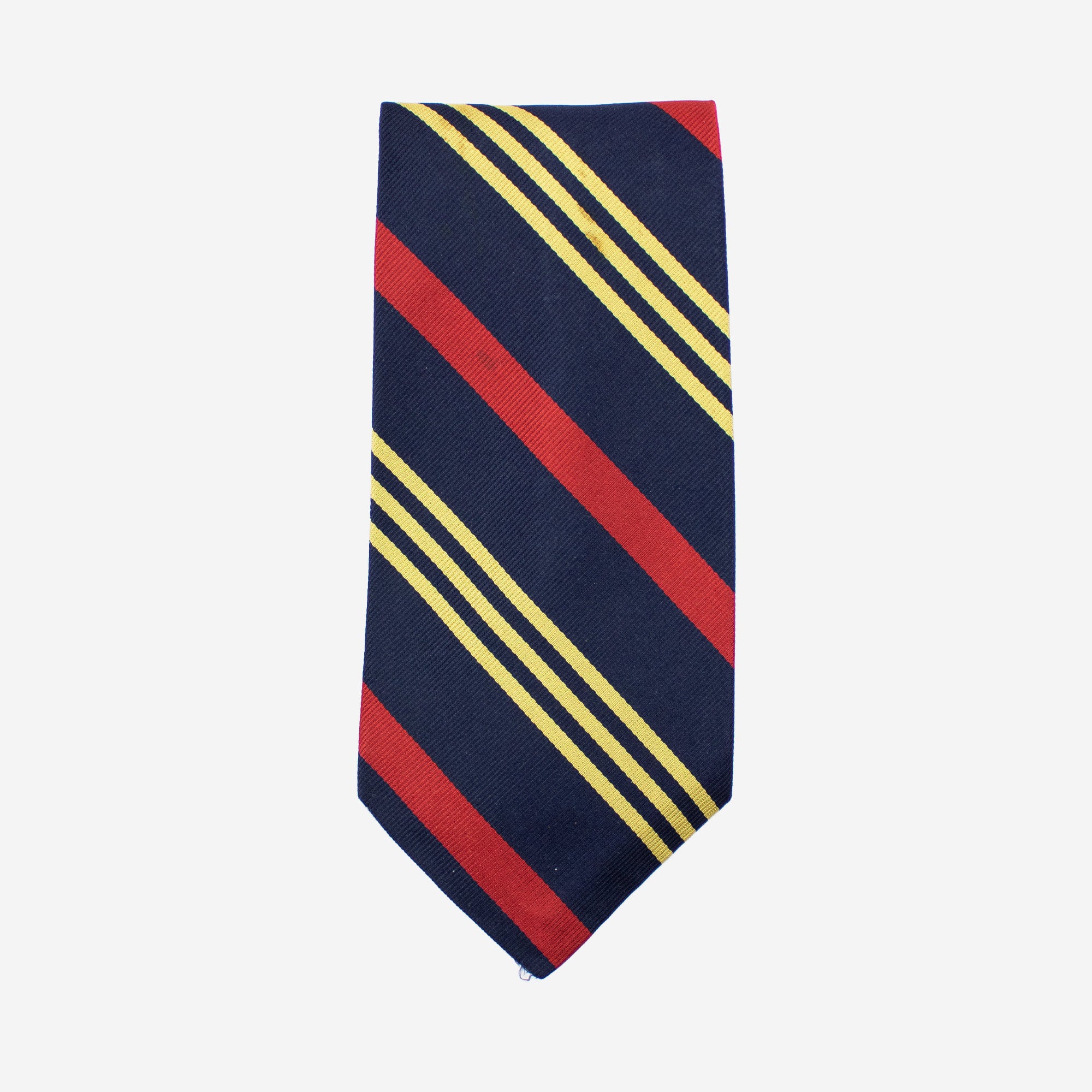 Vintage 100% Pure Silk Navy/Red/Yellow Stripe Woven Necktie ...
